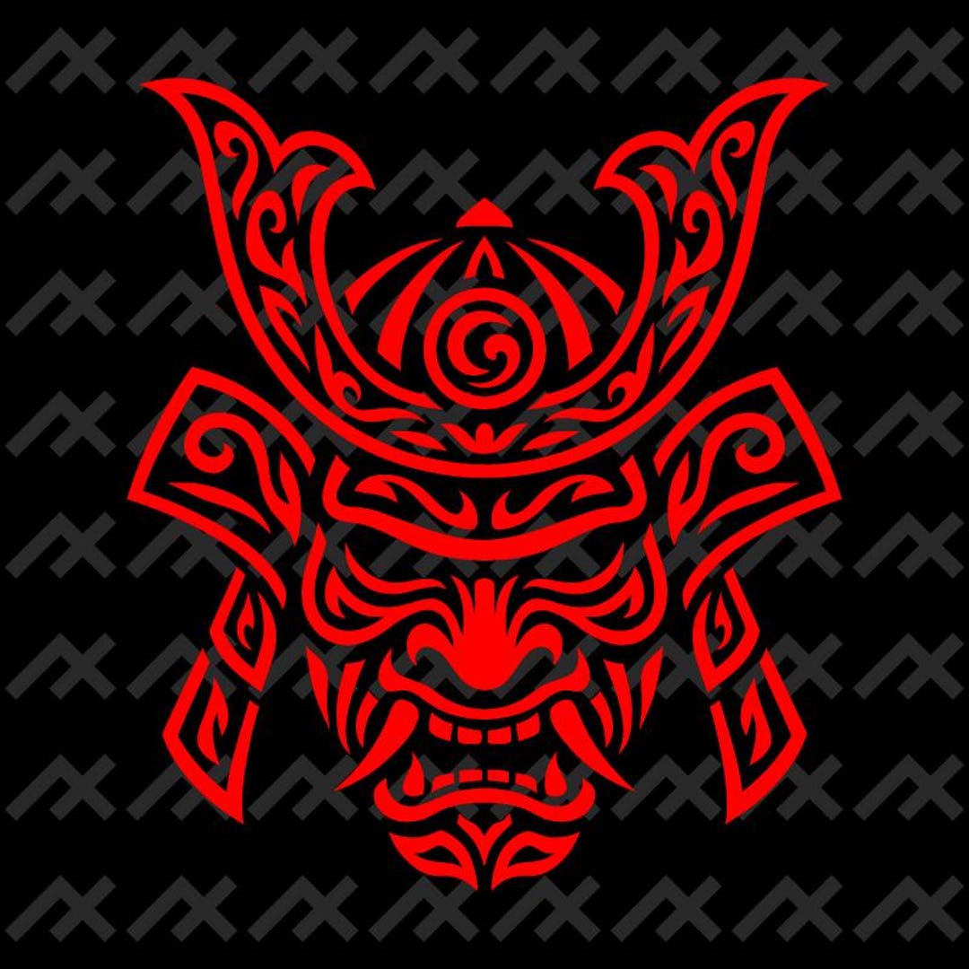 Samurai Oni Mask | Red-on-black Vector Design Eps Pdf Png Svg - Etsy