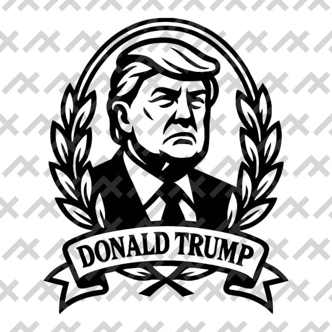 Donald Trump SVG – Black and White Presidential Crest Vector – Digital ...