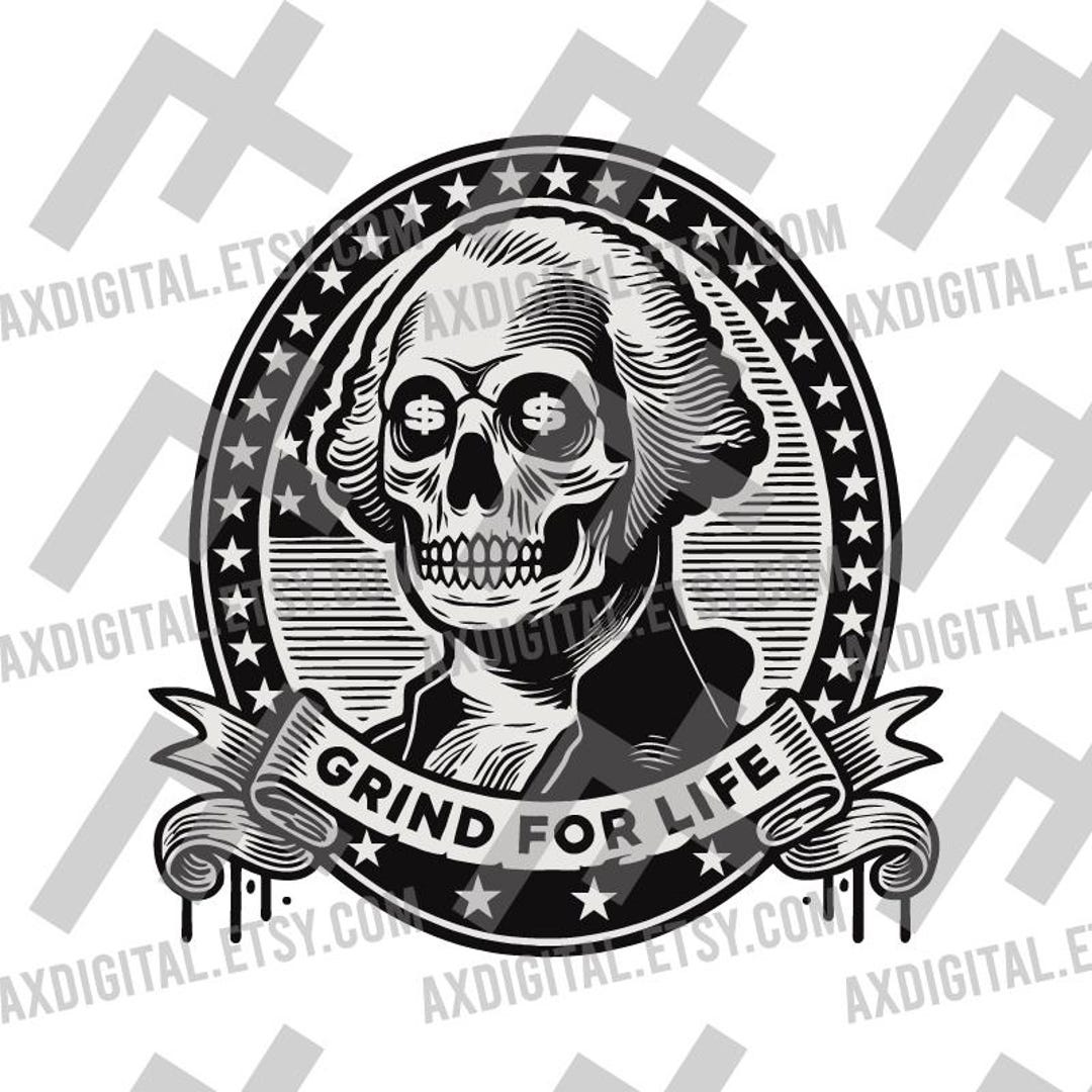 Grind for Life George Washington Skeleton Sticker – Urban Hip-hop ...