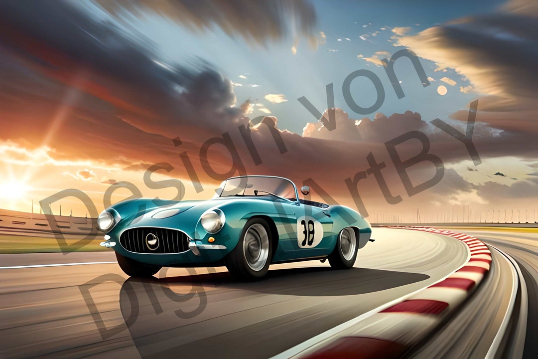 Vintage Racing Car Digital Art Download - Etsy