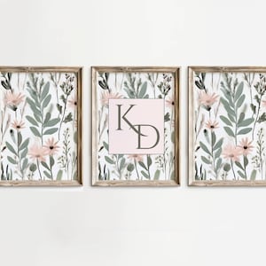 Sage Green and Blush Nursery Wall Art Digital Wildflower Nursery Decor ...