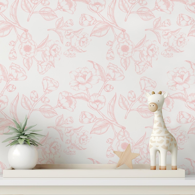 Pink Toile Wallpaper - Etsy