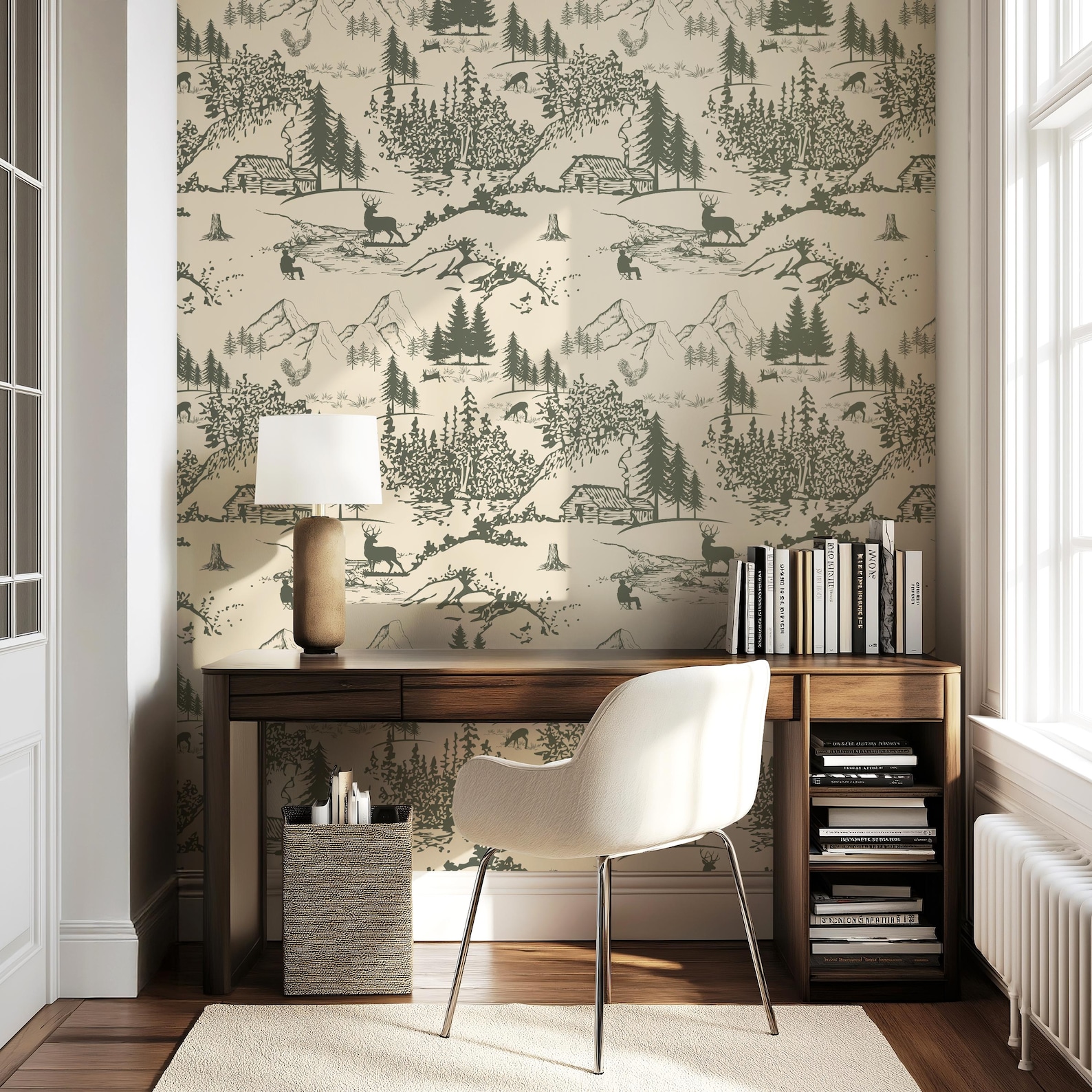 Woodland Cabincore Peel and Stick Wallpaper, Rustic Forest Wallpaper ...