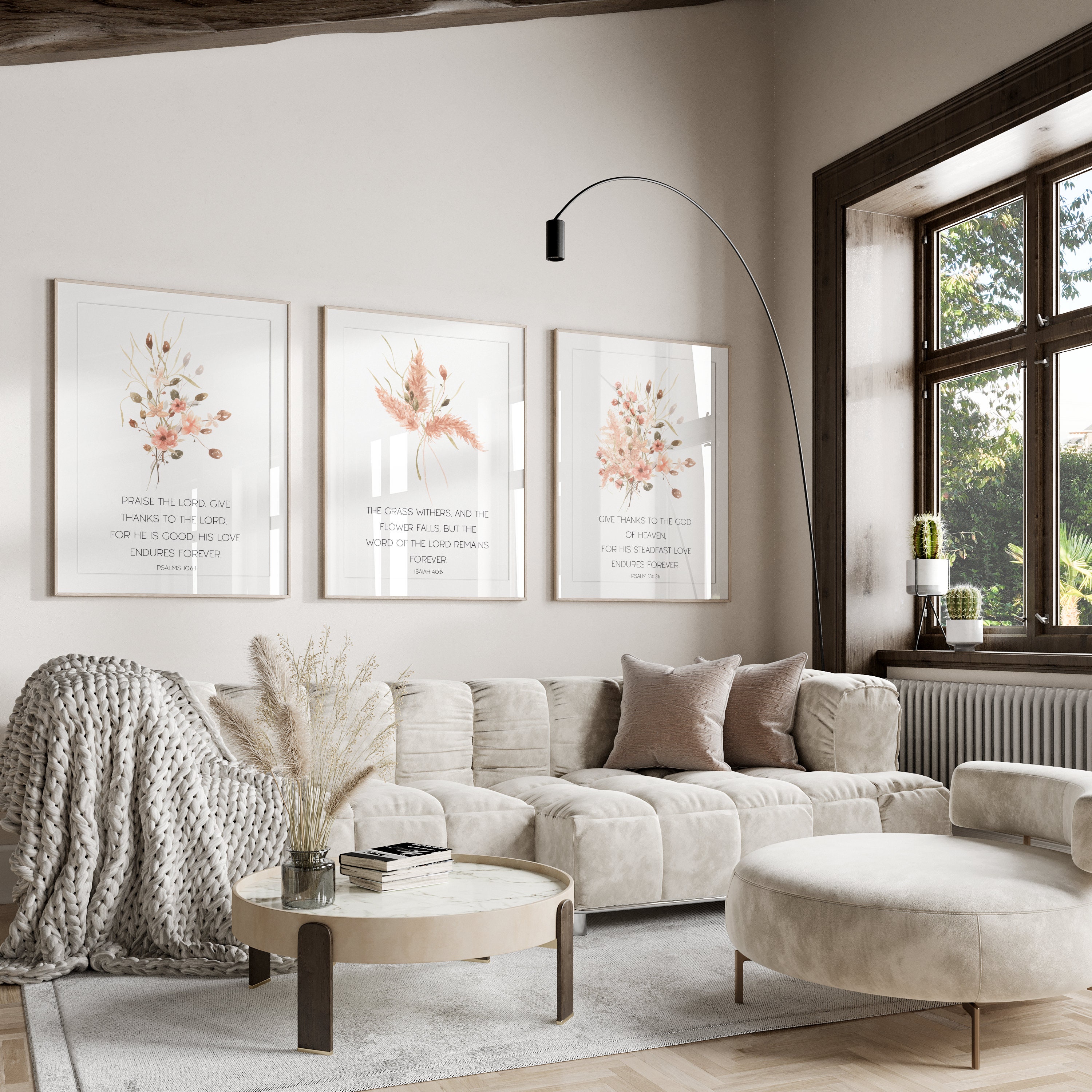 Large Scripture Wall Art Botanical Bible Verse Set of 3 Prints - Etsy