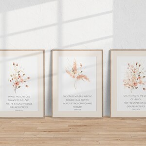 Large Scripture Wall Art Botanical Bible Verse Set of 3 Prints ...