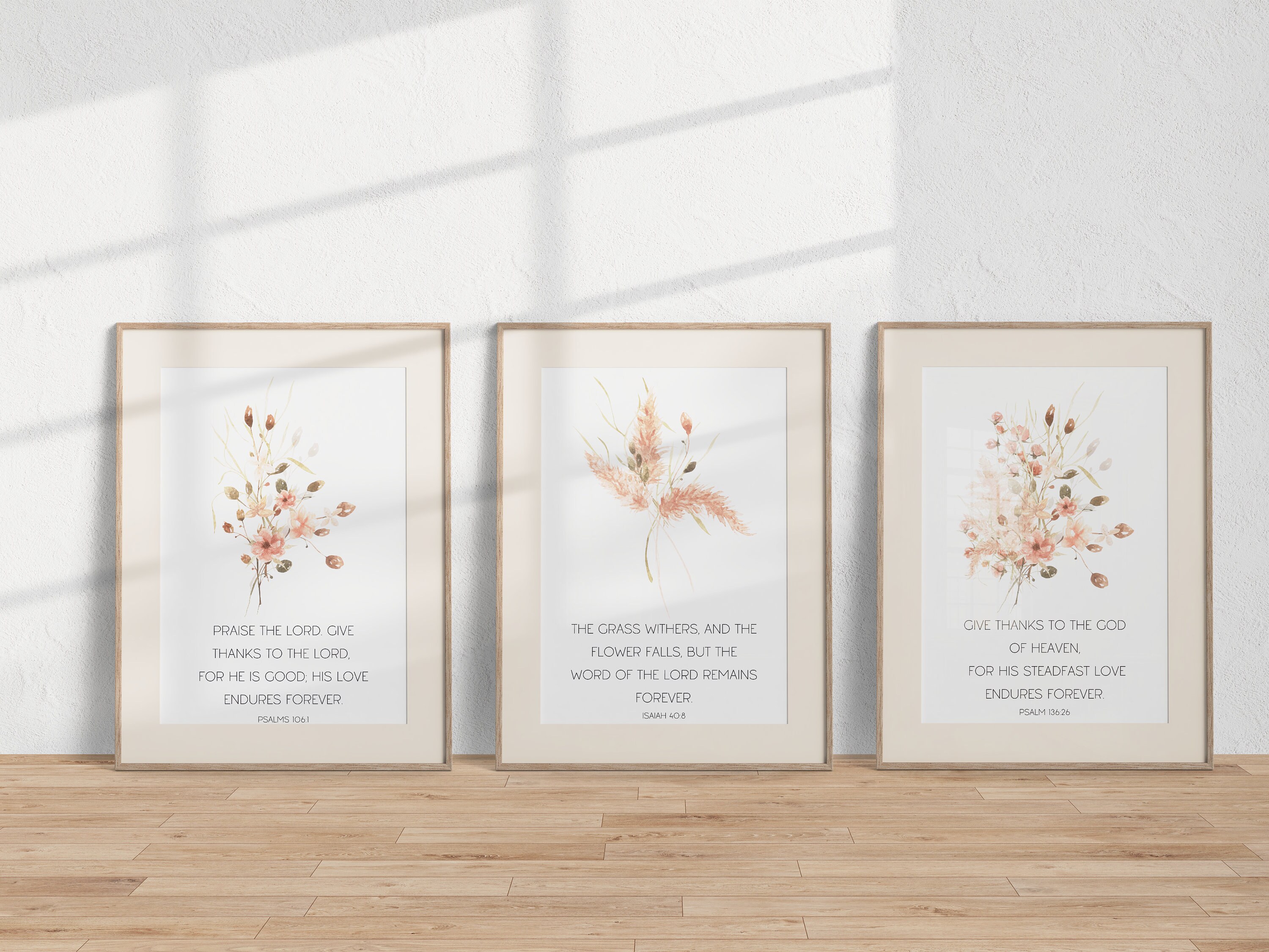 Large Scripture Wall Art Botanical Bible Verse Set of 3 Prints - Etsy