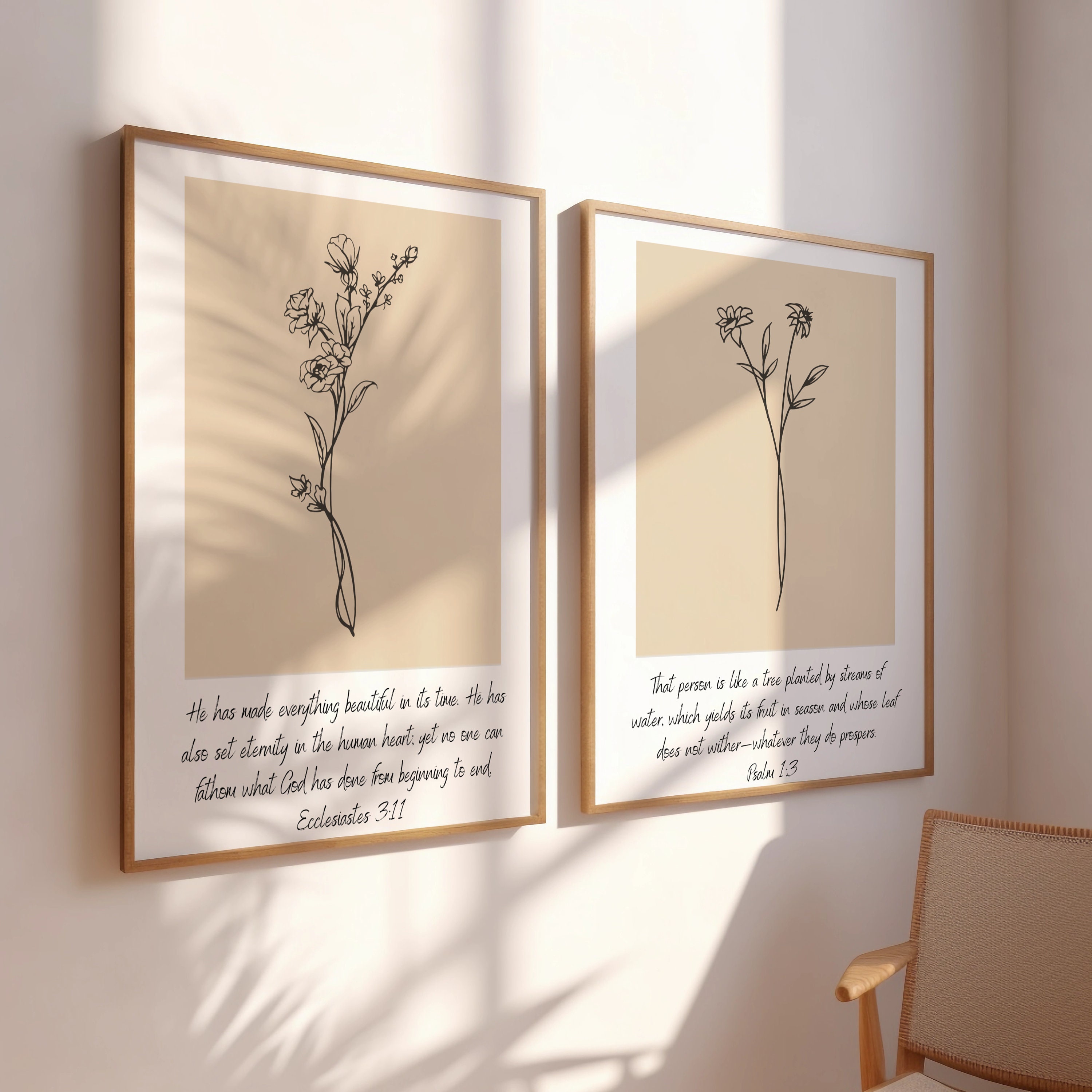 Modern Bible Verse Art for Living Room Minimalist Christian Art Beige ...