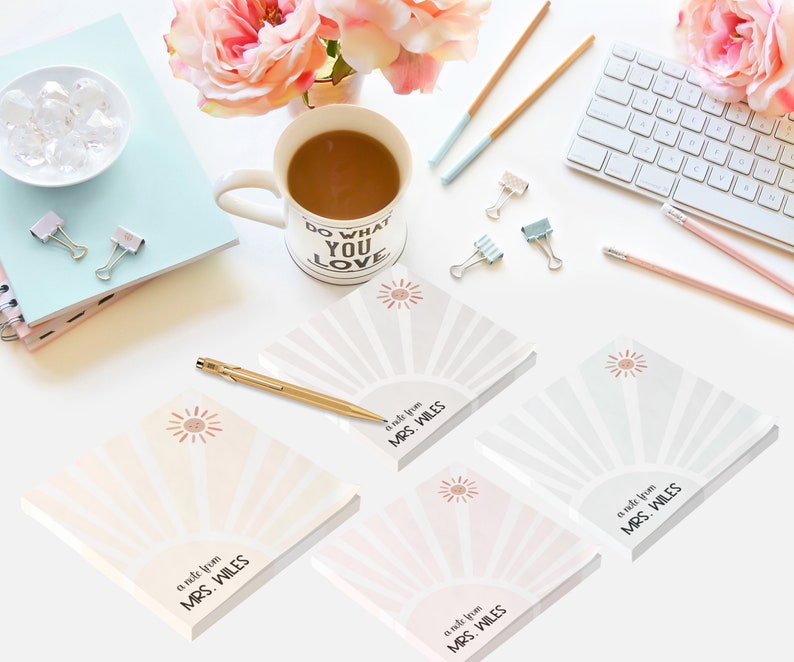 Personalized Teacher Sticky Notes, Boho Sunshine Sticky Notes, Teacher ...