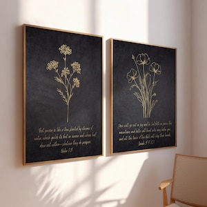 Botanical Bible Verse Art Prints: Christian Home Decor, Set of 3 - Etsy