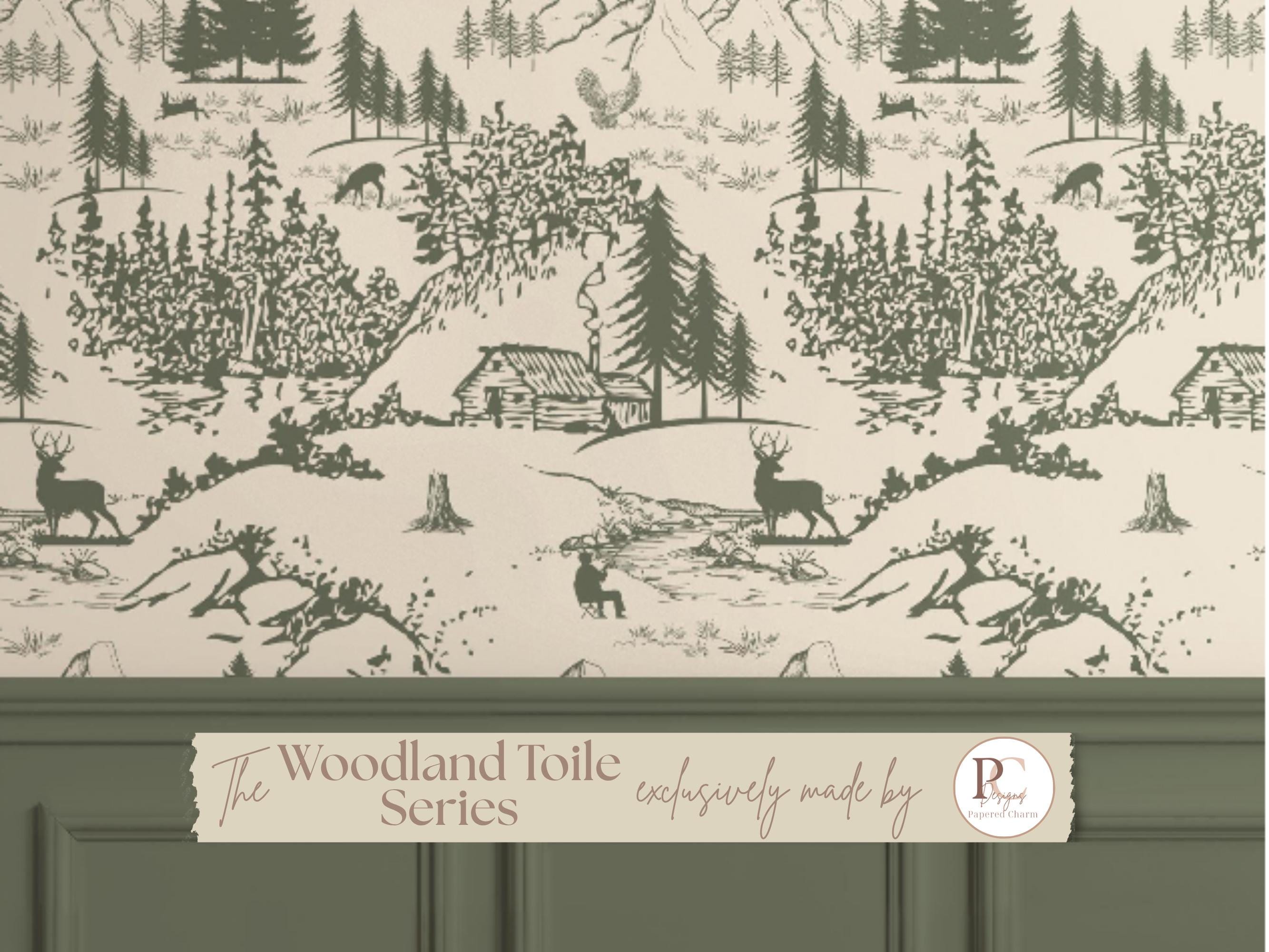 Woodland Cabincore Peel and Stick Wallpaper, Rustic Forest Wallpaper ...