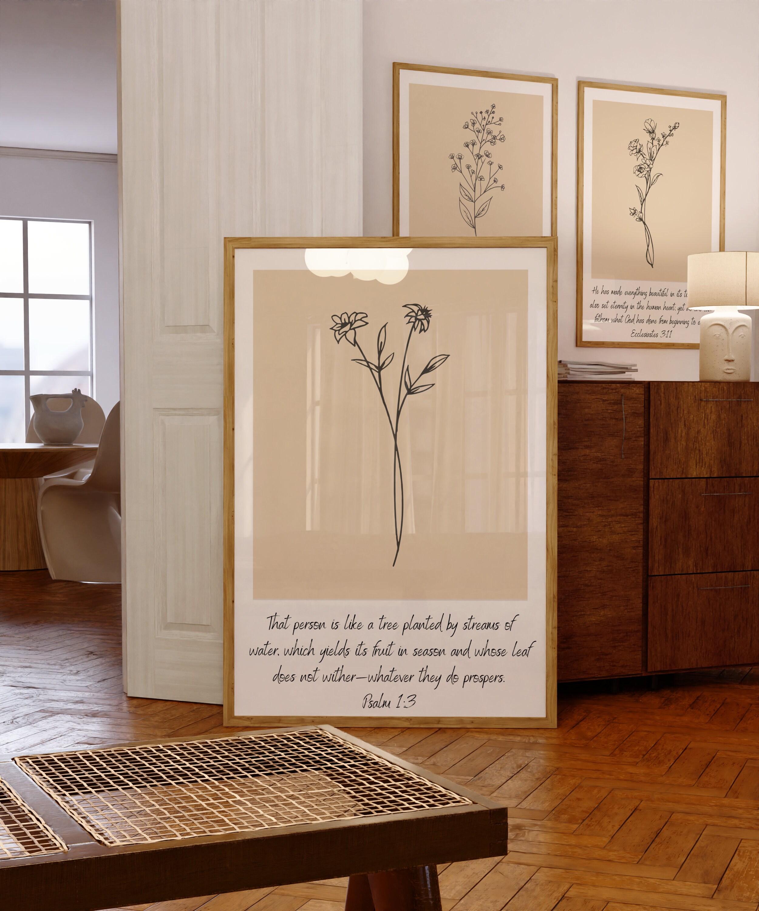 Modern Bible Verse Art for Living Room Minimalist Christian Art Beige ...