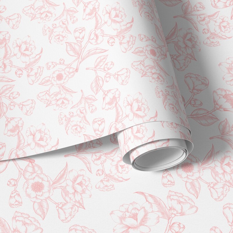 Pink Toile Wallpaper - Etsy