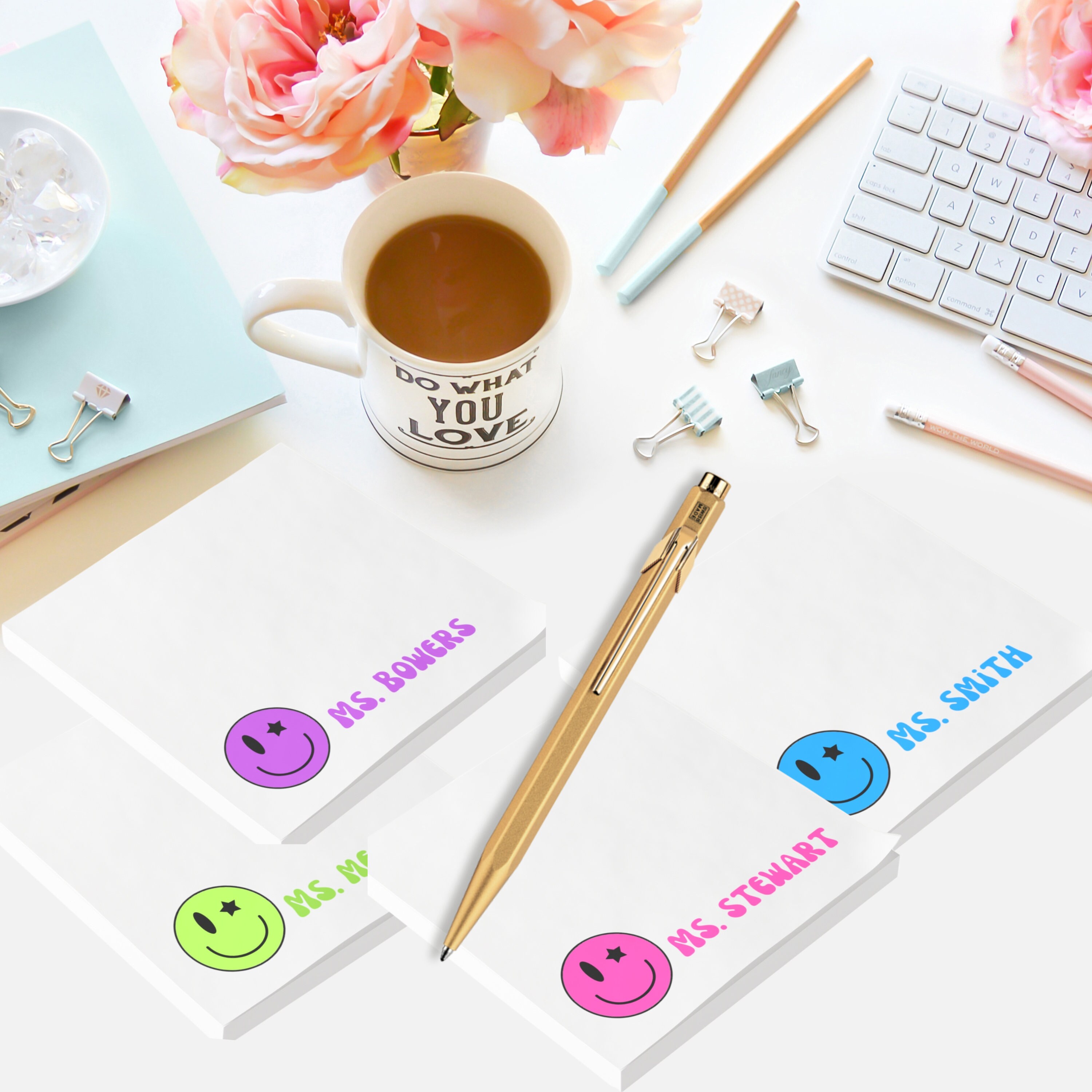 Personalized Teacher Sticky Notes Retro Smiley Sticky Notes - Etsy