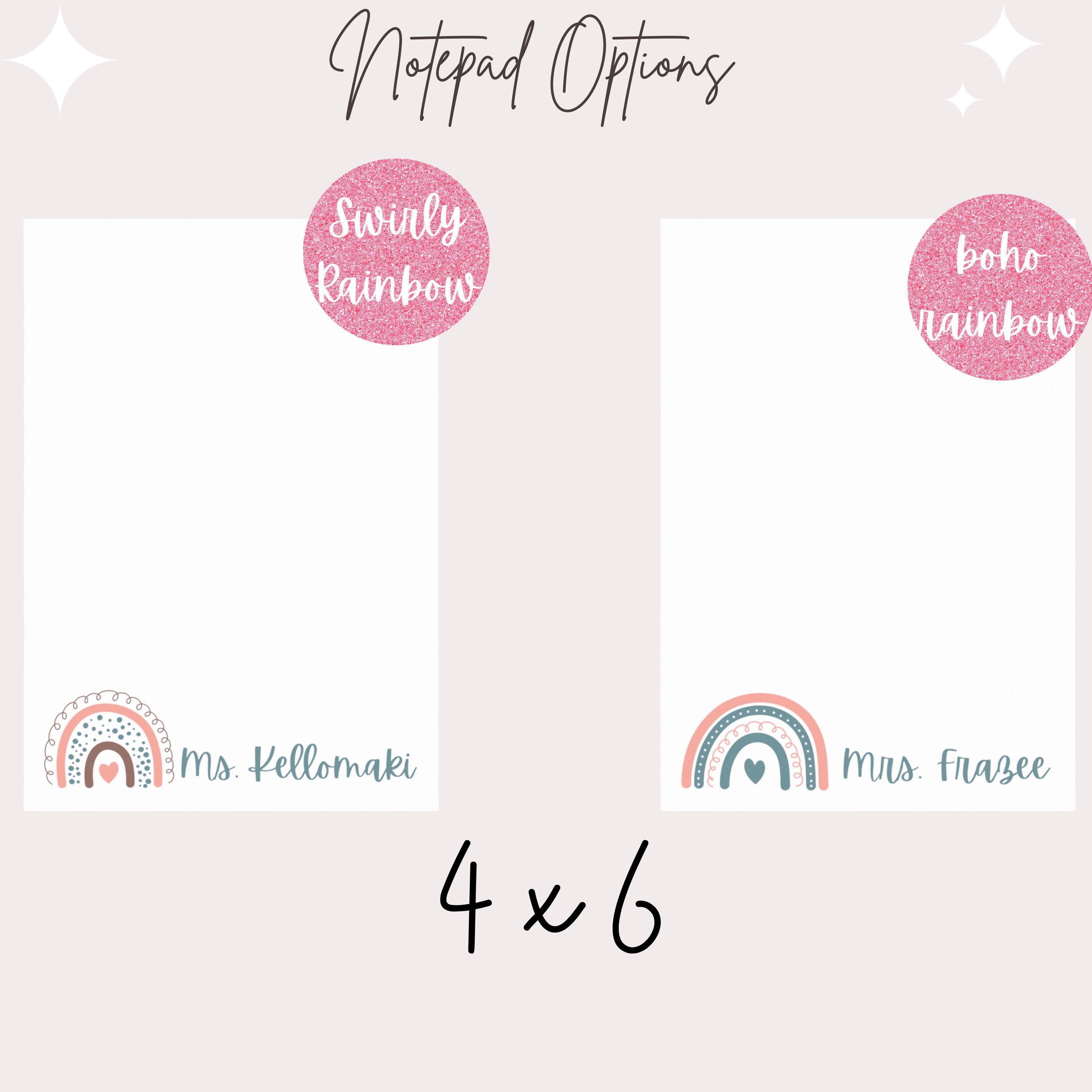 Personalized Teacher Sticky Notes, Boho Rainbow Sticky Notes, Teacher ...