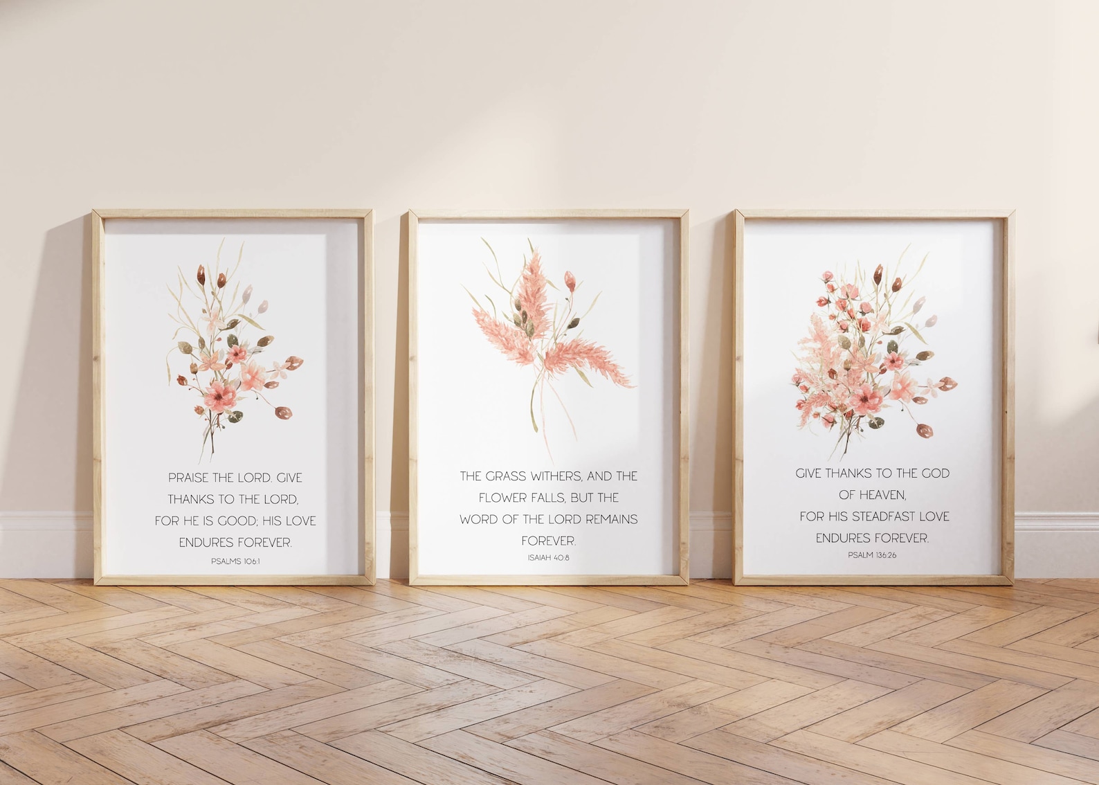 Large Scripture Wall Art Botanical Bible Verse Set of 3 Prints - Etsy