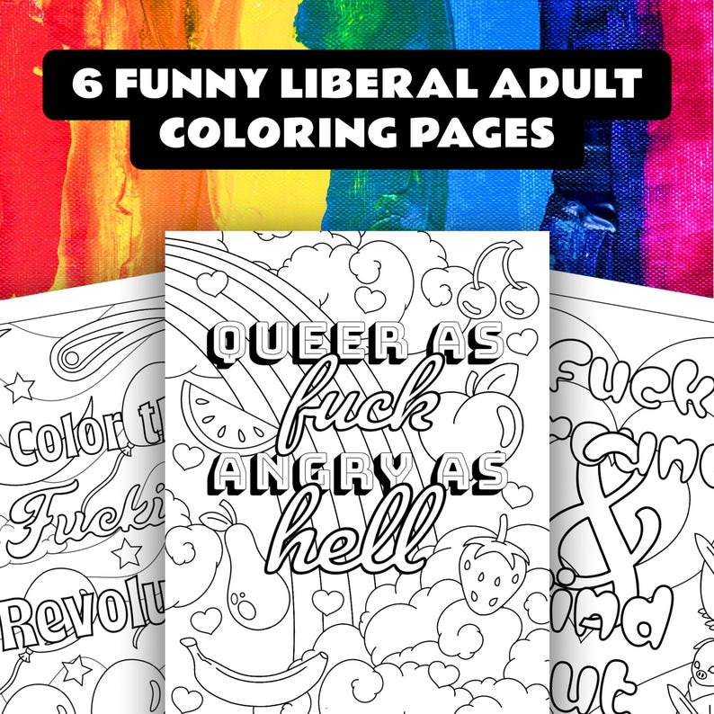 6 Funny Cute Bad Language Printable LGBTQ Coloring Pages, Liberal ...