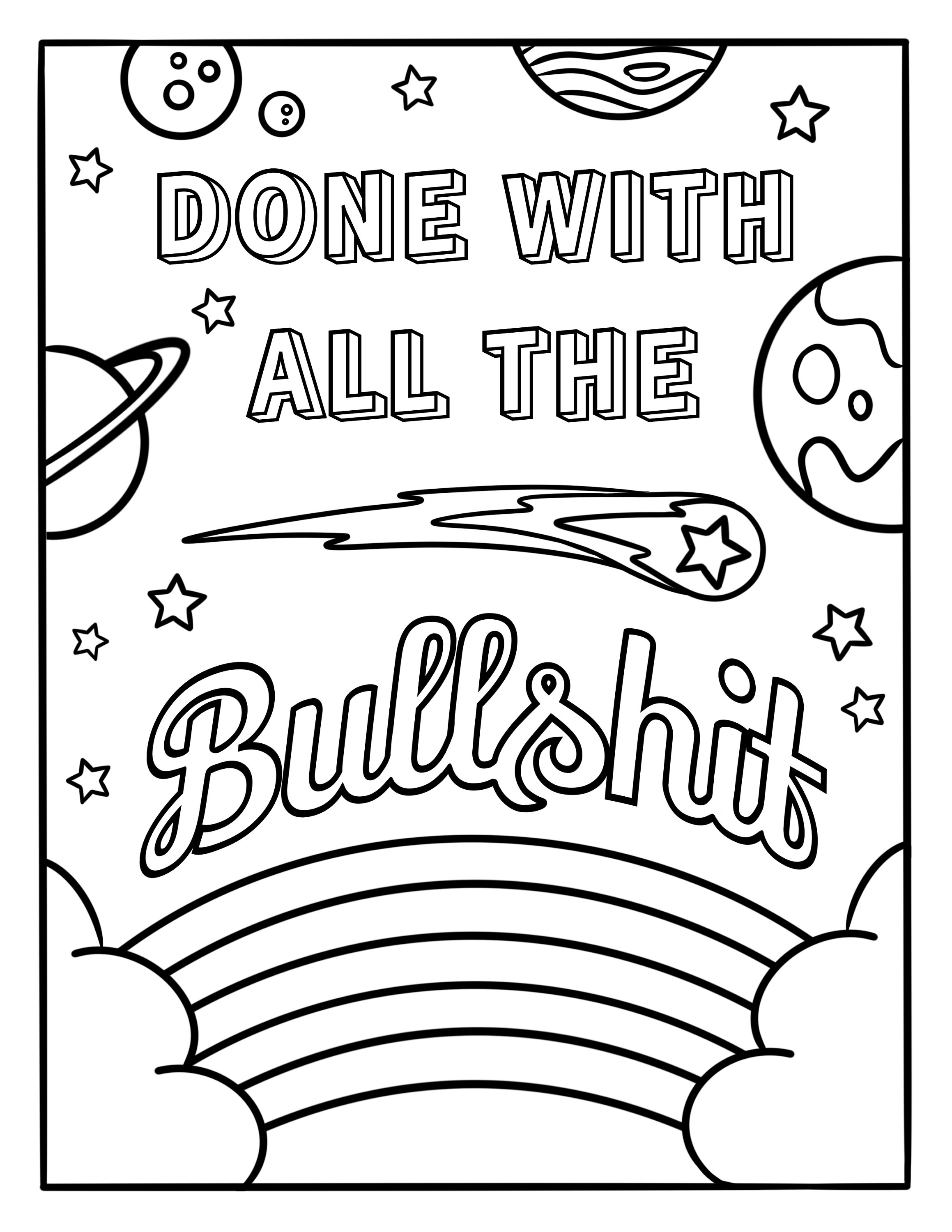 6 Funny Bad Language Printable Recovery Coloring Pages, Sobriety ...