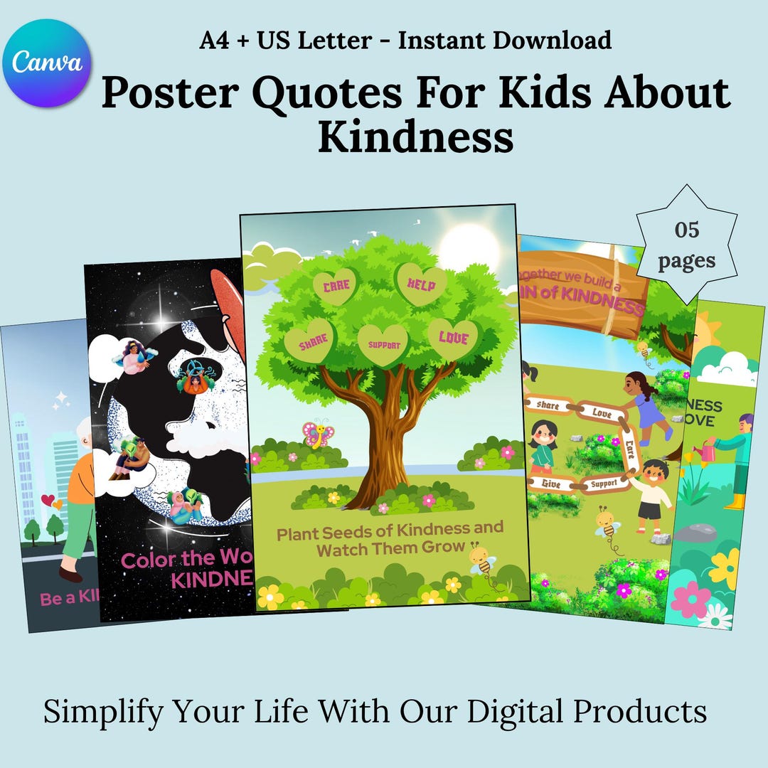 Kindness Posters for Kids, Kids Inspirational Quotes, Character ...