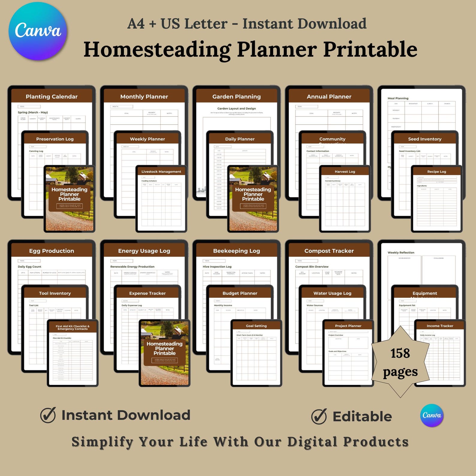 Homesteading Planner, Home Management and Garden Planning (instant ...