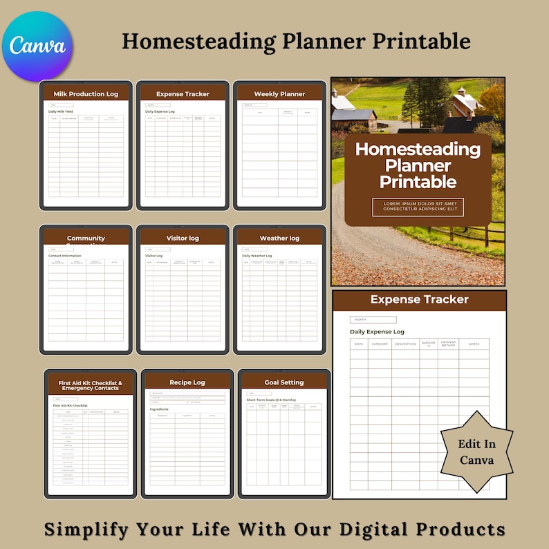 Homesteading Planner, Home Management and Garden Planning (instant ...