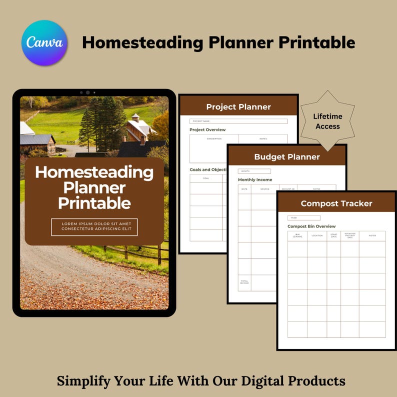 Homesteading Planner, Home Management and Garden Planning (instant ...