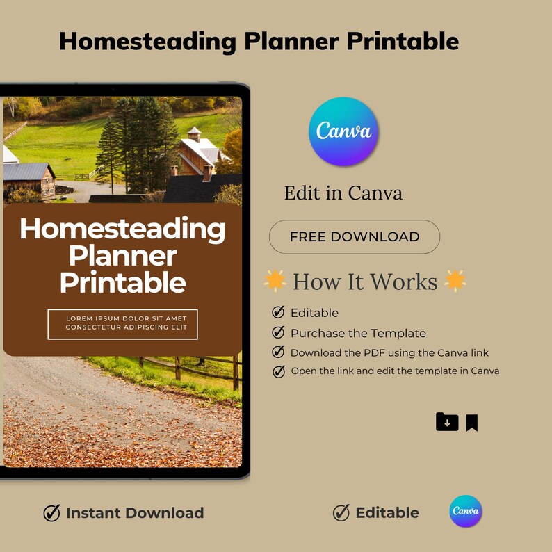 Homesteading Planner, Home Management and Garden Planning (instant ...