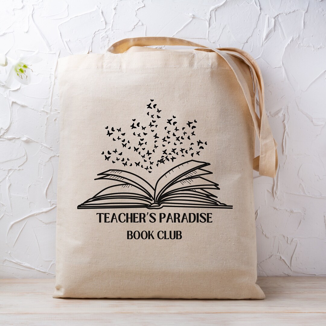 Custom Book Club Tote Bag: Open Book & Butterflies Design - Etsy