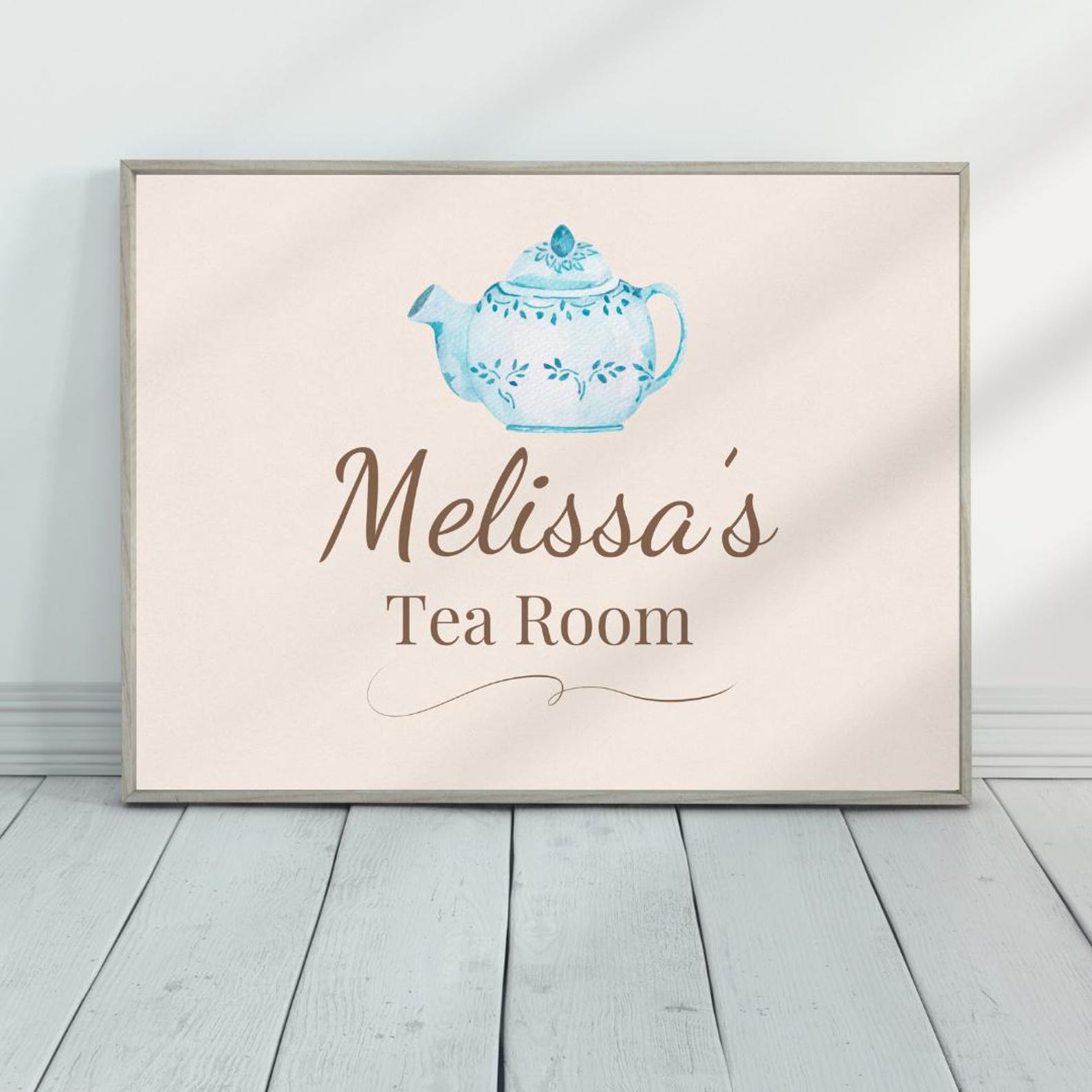 Personalized Elegant Tea Room Printable Sign, Custom Name Digital Print ...