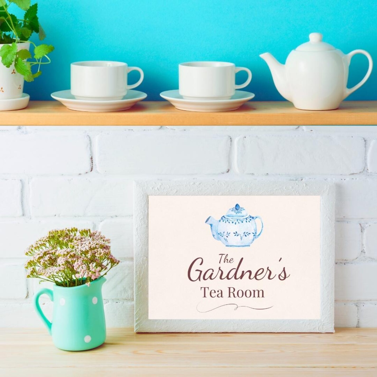 Personalized Elegant Tea Room Printable Sign, Custom Name Digital Print ...