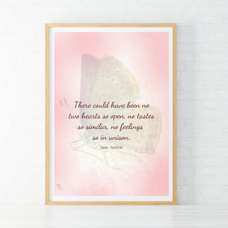Jane Austen Quote Print, Persuasion, Two Hearts in Unison, Romantic ...