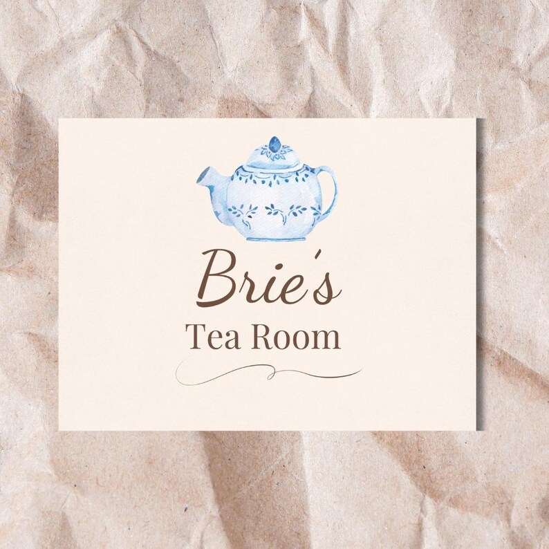 Personalized Elegant Tea Room Printable Sign, Custom Name Digital Print ...