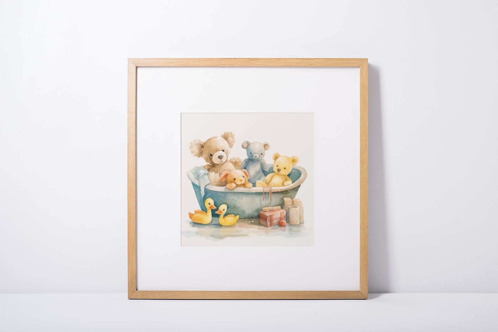 Adorable Watercolor Teddy Bear Bathtub - Perfect for Kids' Room Decor # ...