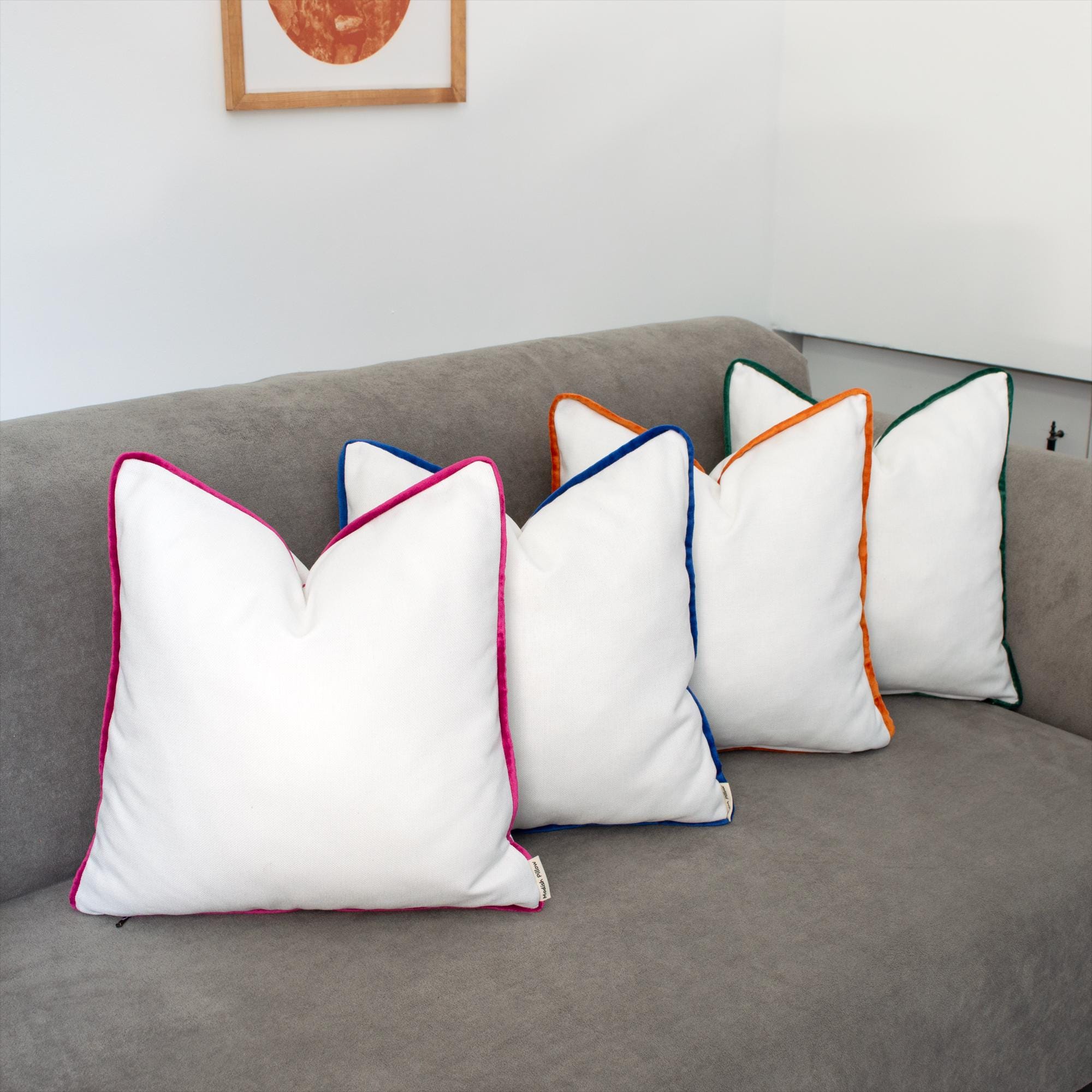 Custom Piping Linen Textured White Pillow Cover, White Linen Throw ...