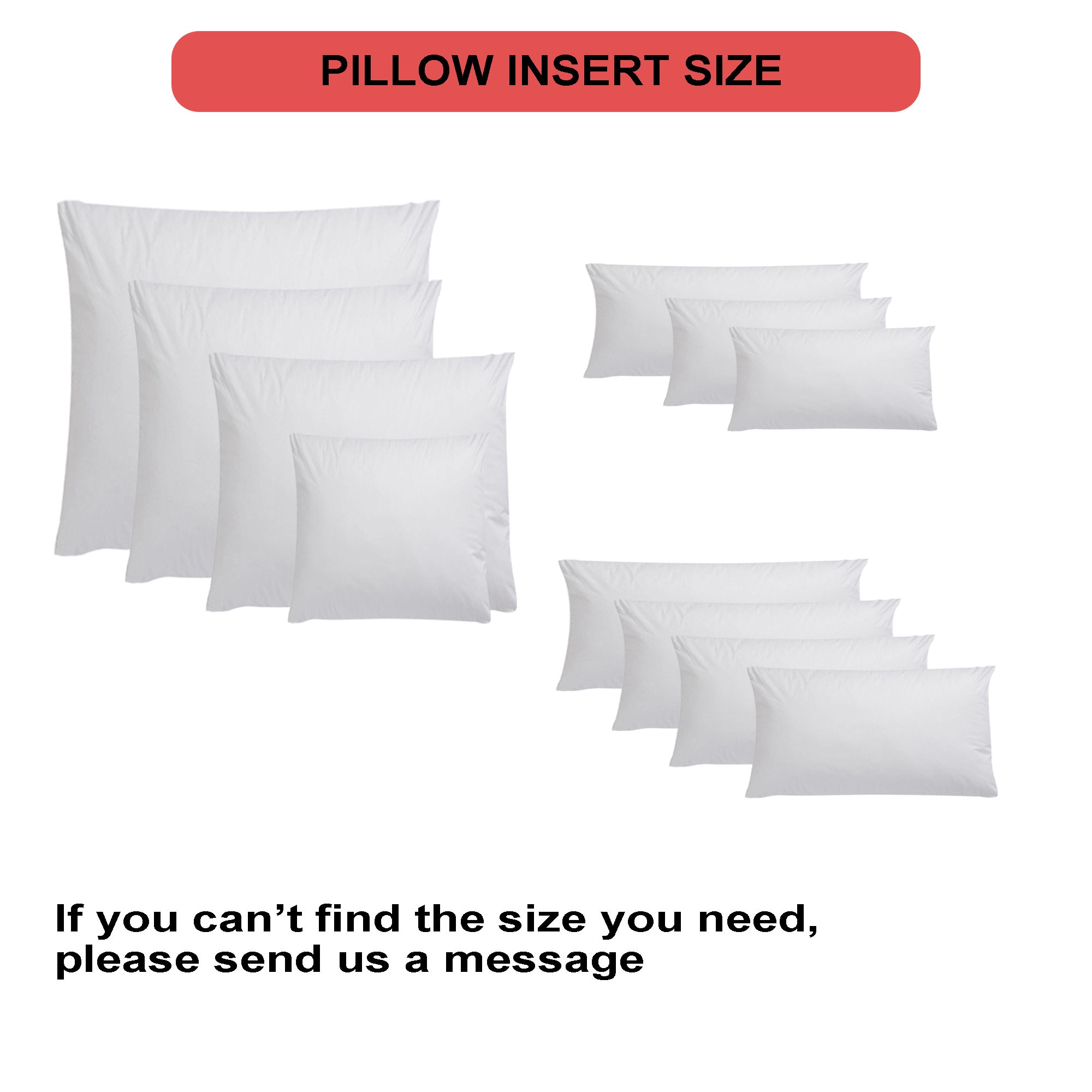 Insert d'oreiller, vérifiez le menu déroulant TAILLE pour trouver la ...