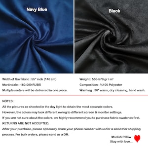 Velvet FABRIC SAMPLES, Solid Velvet Color Samples, Price is for up to 5 ...