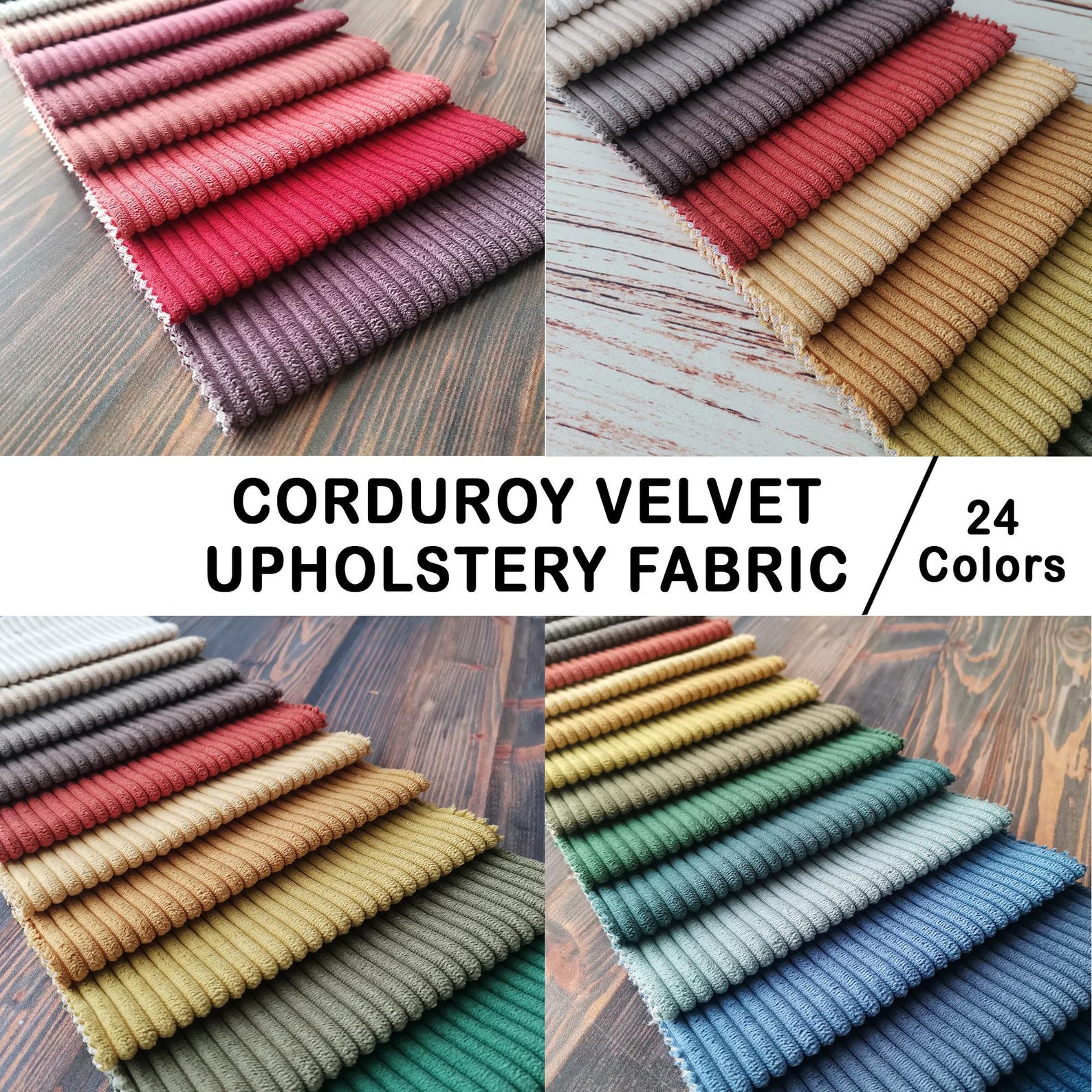 Corduroy Velvet Upholstery Fabric, 55" Ribbed Corduroy Velvet Fabric by ...
