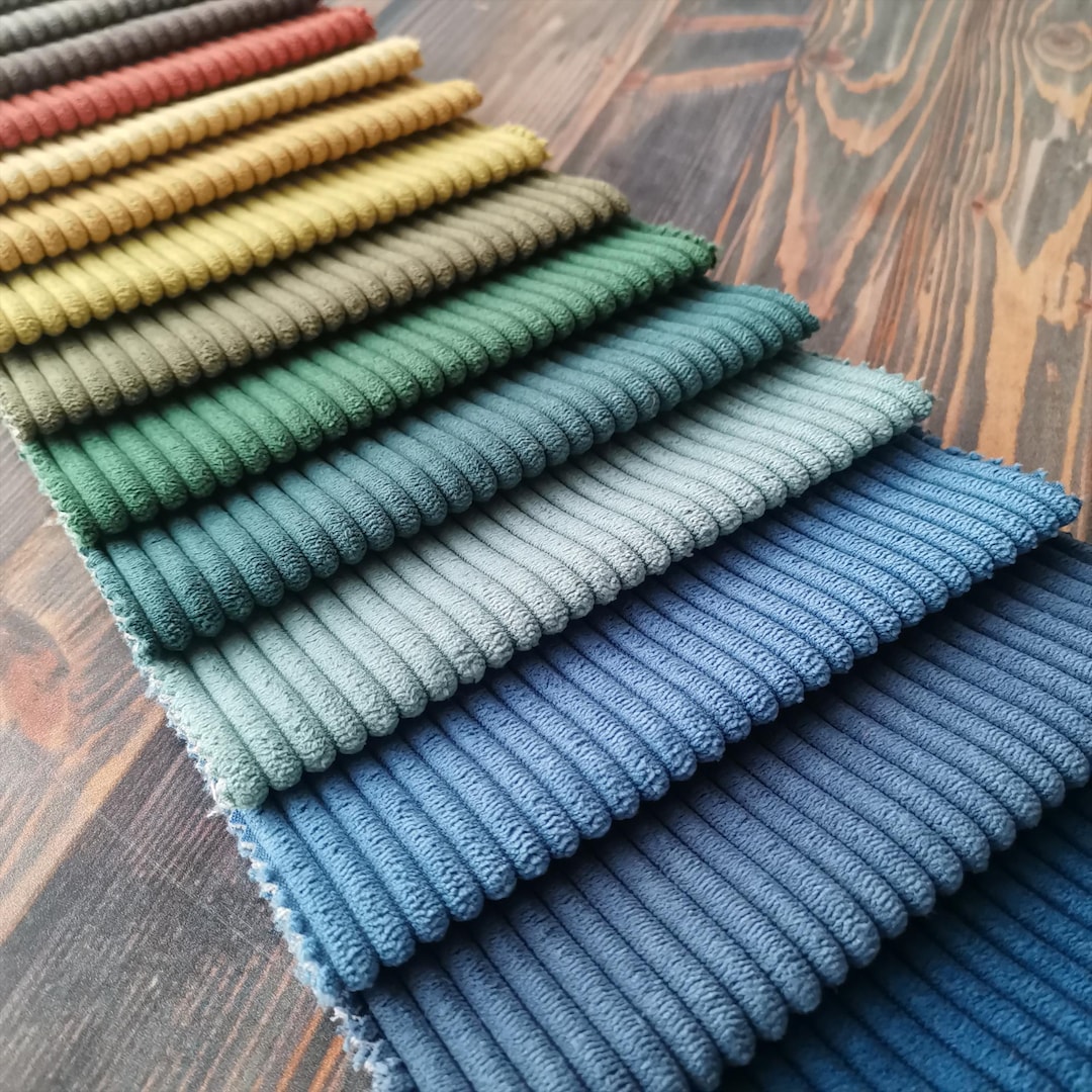 CORDUROY VELVET Upholstery Fabric by the Yards, Corded Velvet Fabric ...