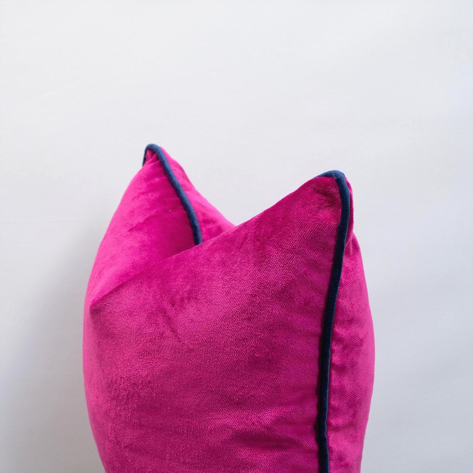 Fuchsia Pink Velvet Throw Pillow With Cord Piping, Fuchsia Cushion Case ...