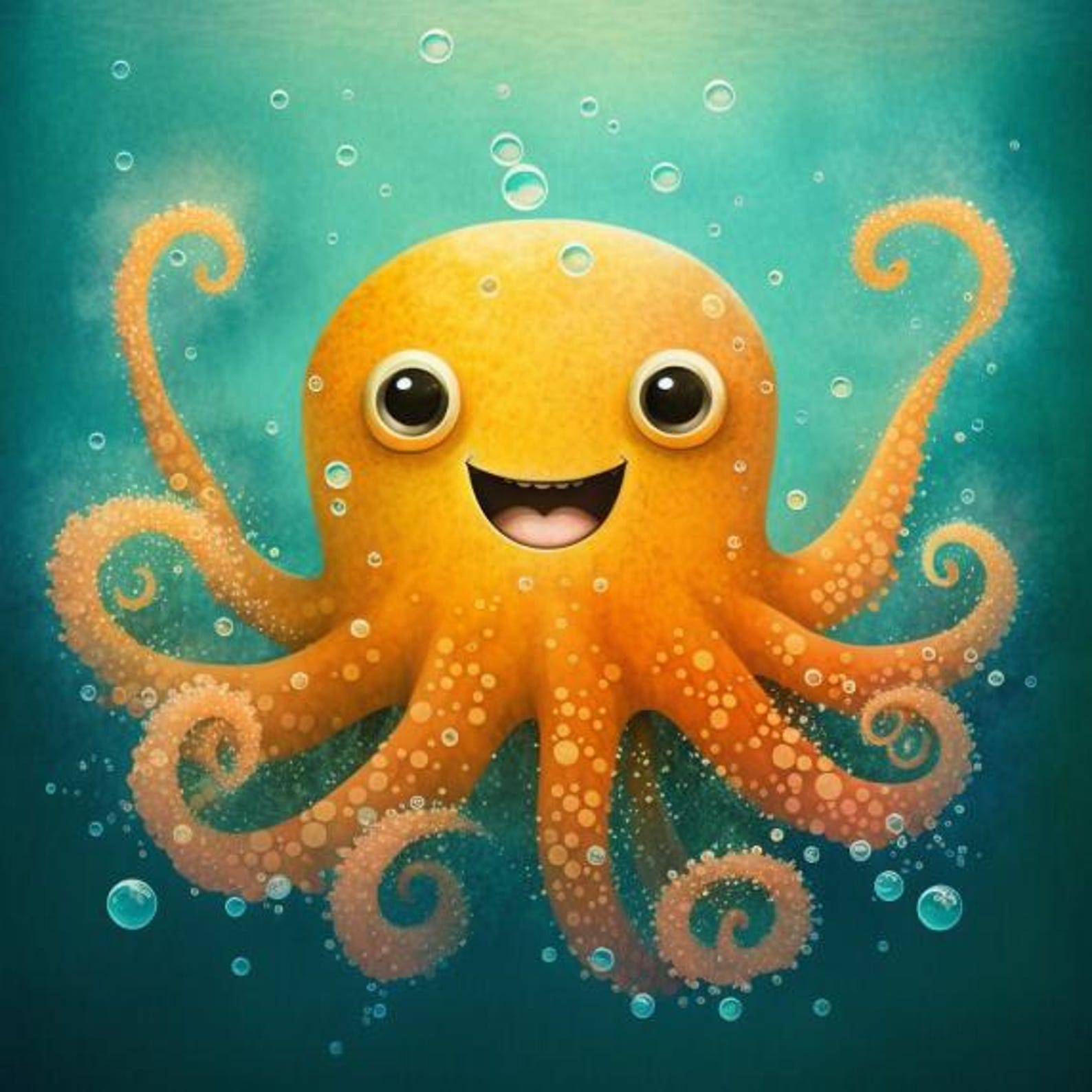 Happy Octopus Printable Wall Art – Illustrated Kids Room Decor ...