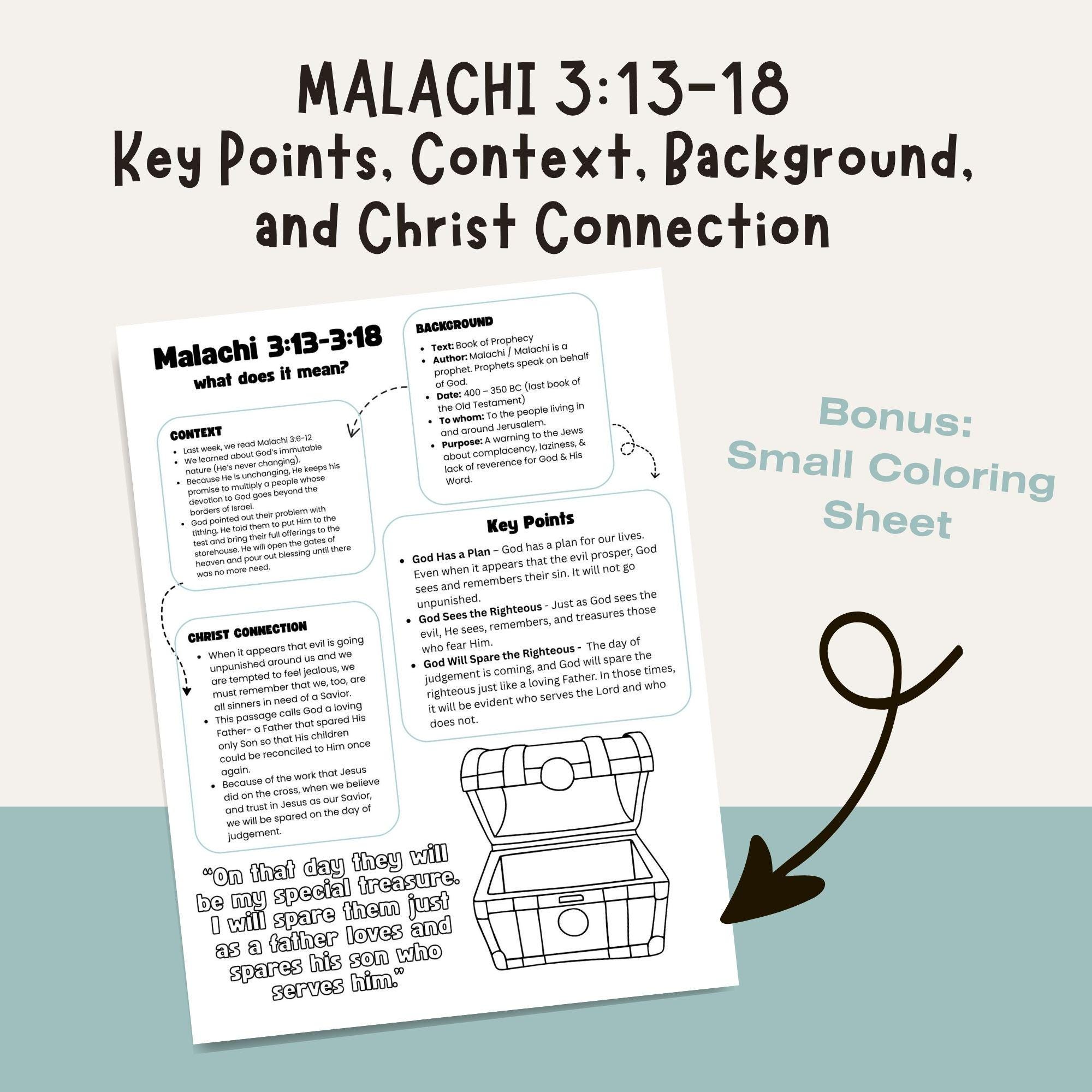 Malachi 3:13-18 - Sermon Helps Worksheet - Activity Sheet, Coloring ...