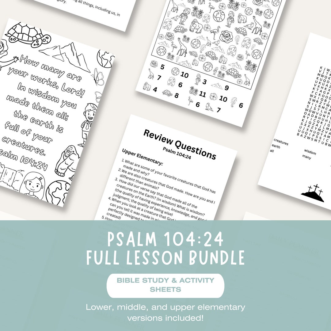 Psalm 104:24 Bible/sunday School Lesson Bundle // DIGITAL DOWNLOAD ...