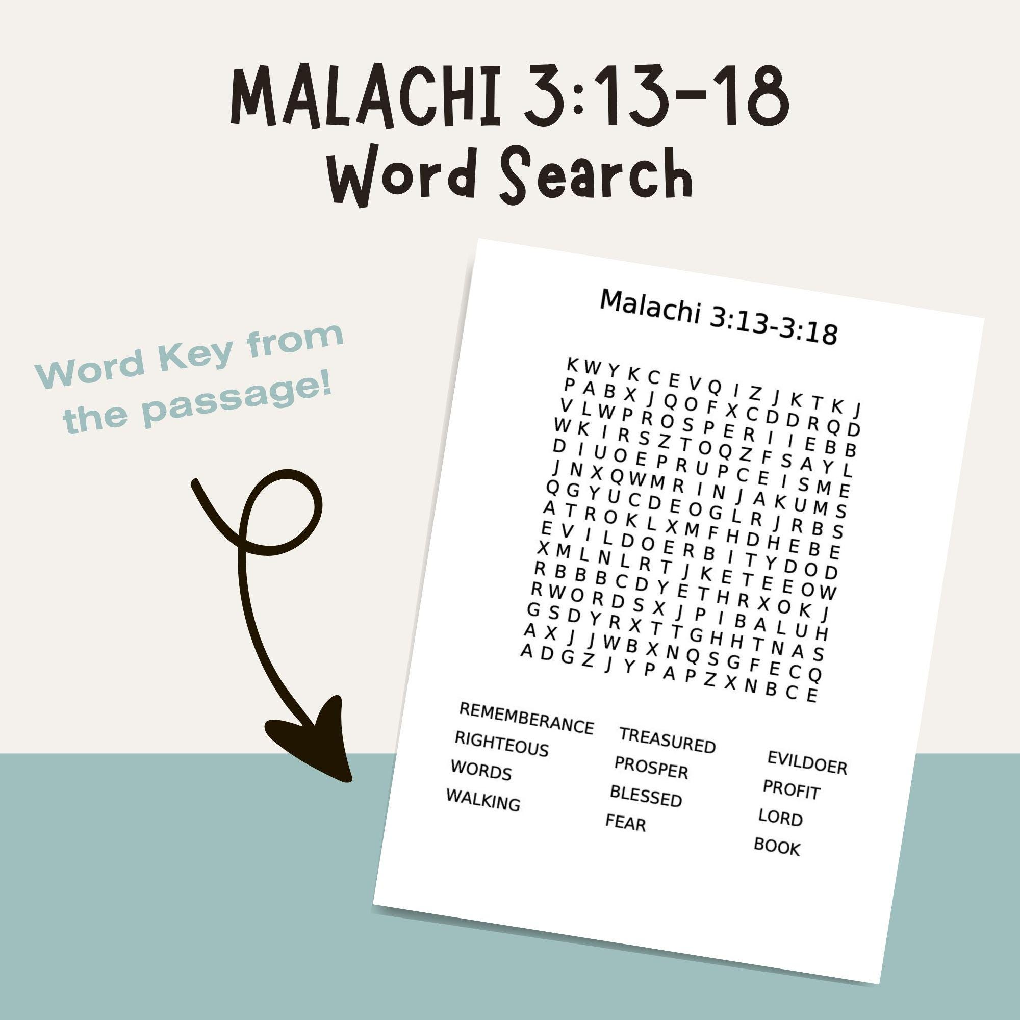 Malachi 3:13-18 - Sermon Helps Worksheet - Activity Sheet, Coloring ...