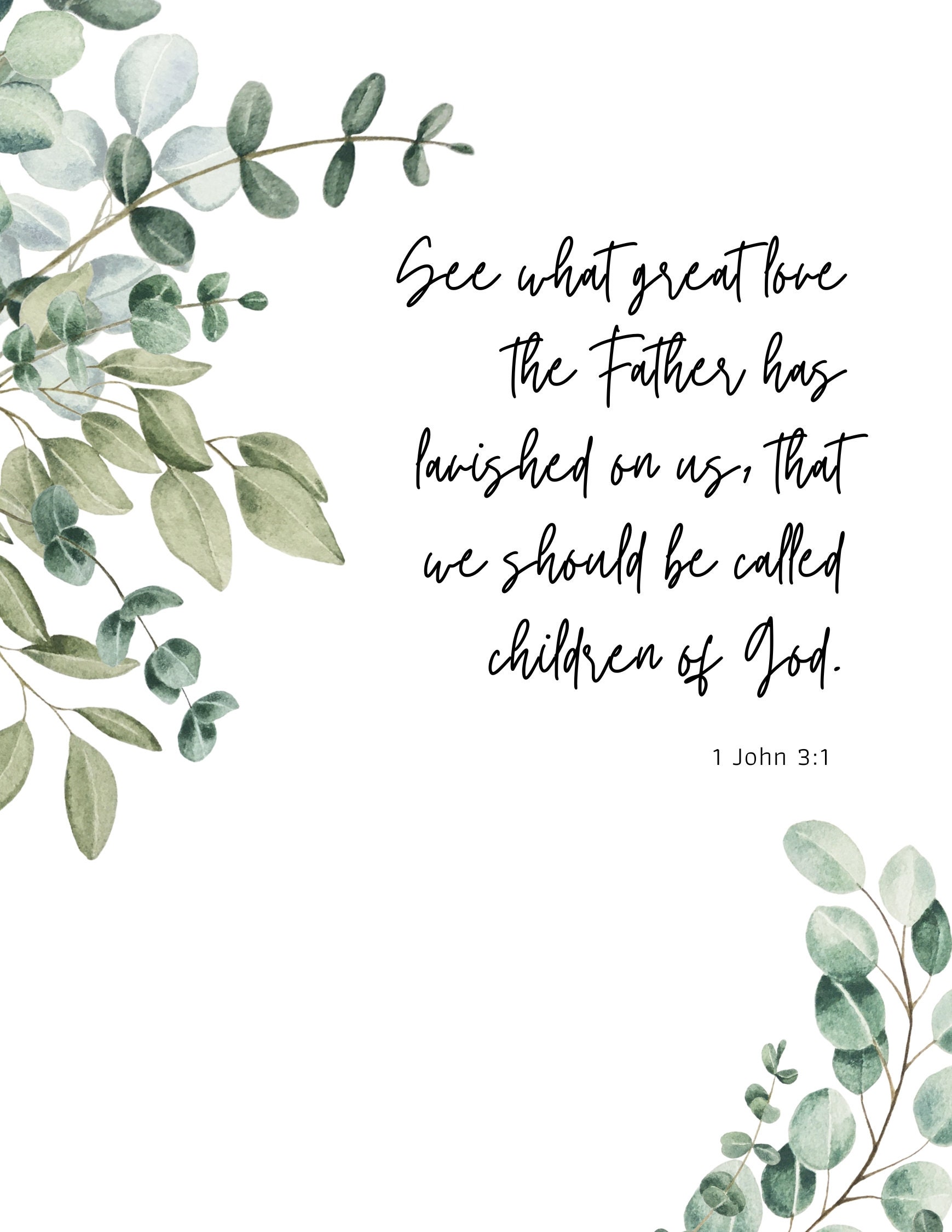 1 John 3:1 Printable Bible Verse Wall Art Poster - Etsy