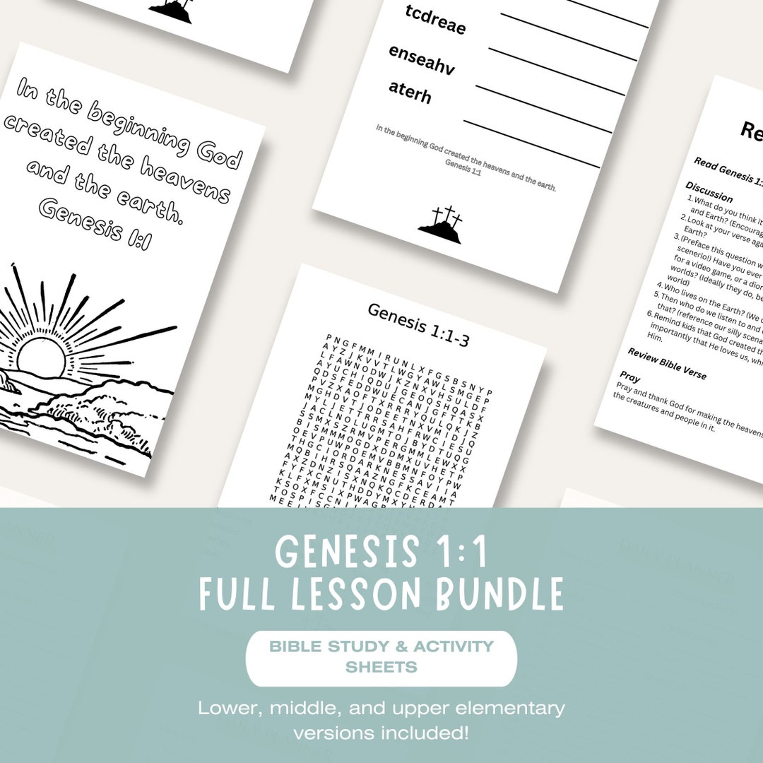 Genesis 1:1 Bible/sunday School Lesson Bundle // DIGITAL DOWNLOAD ...