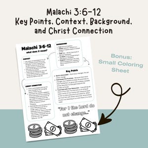 Malachi 3:6-12 - Sermon Helps Worksheet - Activity Sheet, Coloring ...