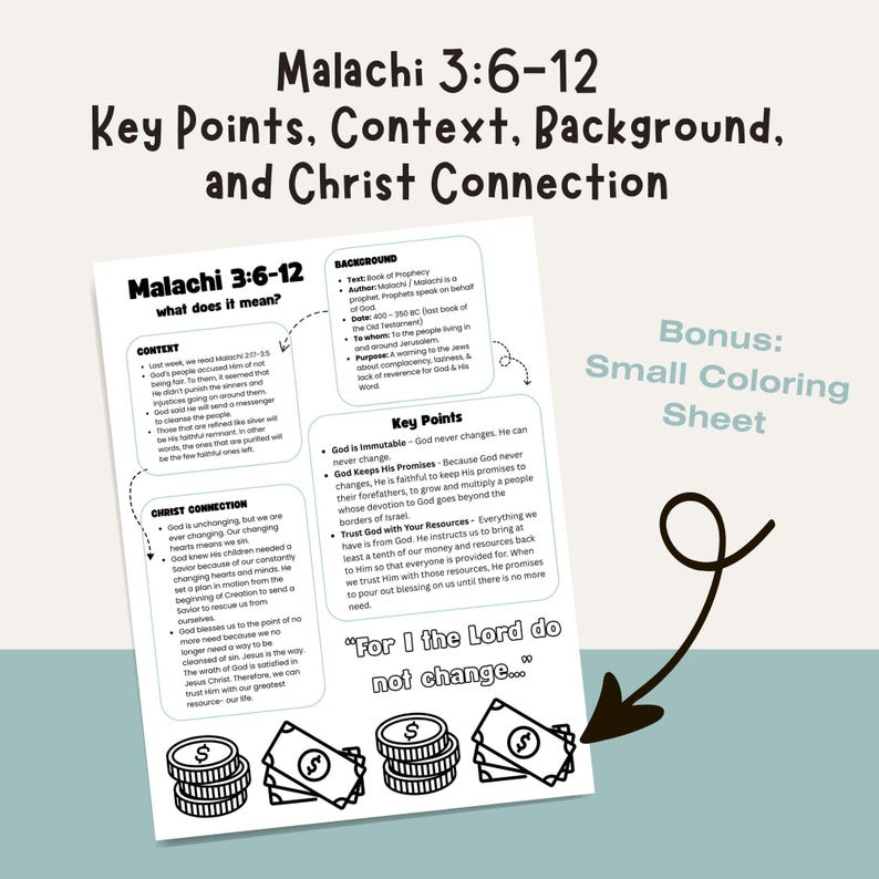 Malachi 3:6-12 - Sermon Helps Worksheet - Activity Sheet, Coloring ...