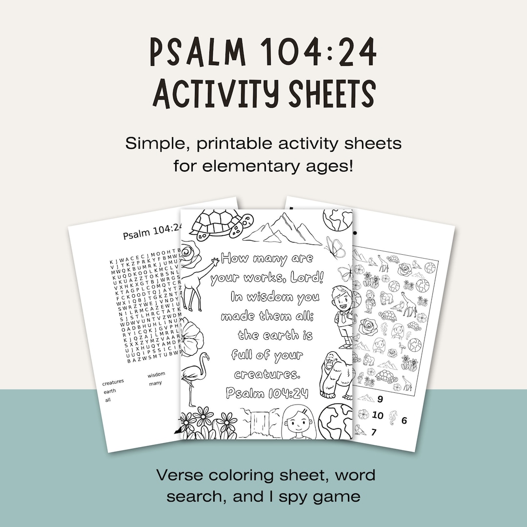 Psalm 104:24 Activity Sheets & Coloring Page DIGITAL DOWNLOAD ...