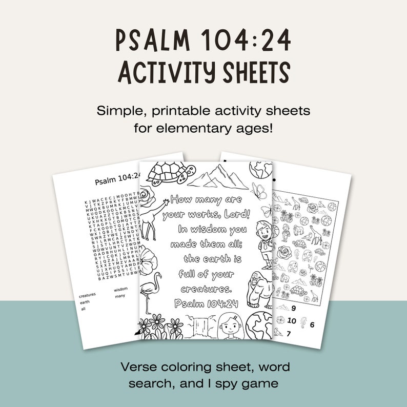 Psalm 104:24 Activity Sheets & Coloring Page DIGITAL DOWNLOAD ...
