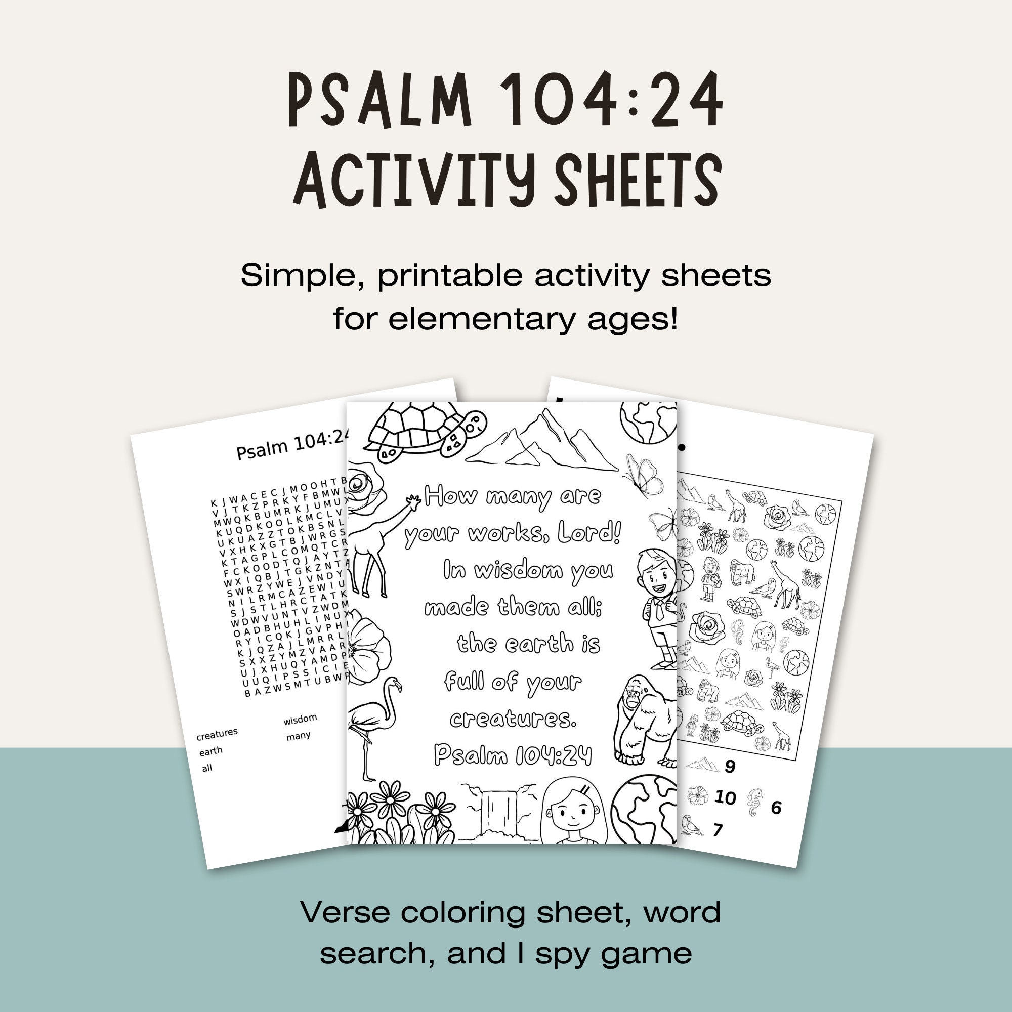 Psalm 104:24 Activity Sheets & Coloring Page DIGITAL DOWNLOAD ...
