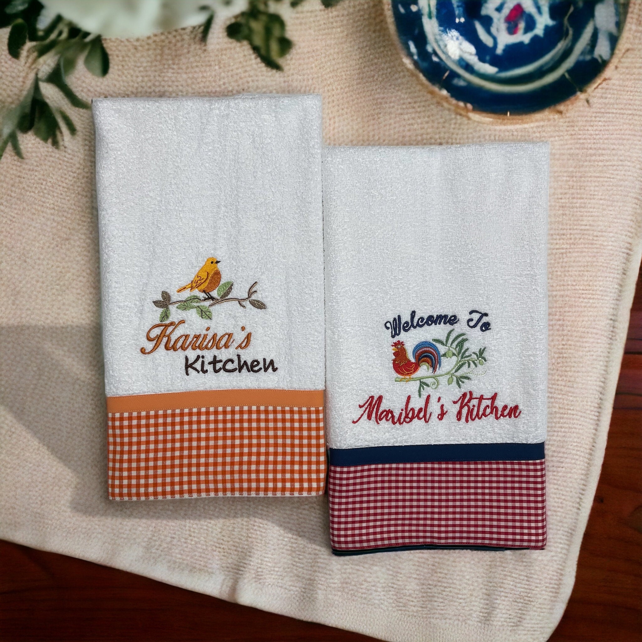 Personalized Kitchen Towel With Rooster Design, Farmhouse Chic - Etsy